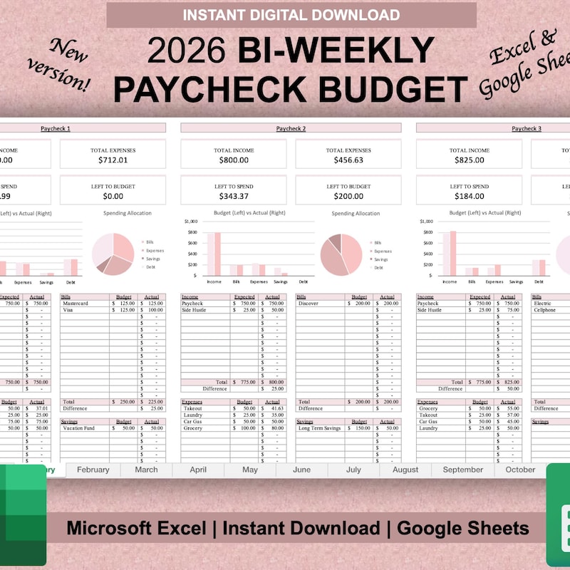 Excel 2026 Budget - Etsy