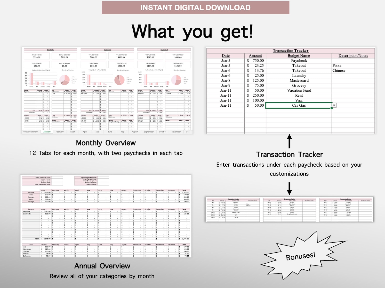 Semi-monthly Paycheck Budget Spreadsheet Tracker | Budget by Paycheck ...