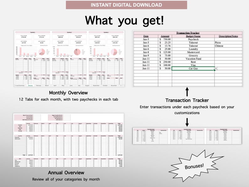 Semi-monthly Paycheck Budget Spreadsheet Tracker | Budget by Paycheck ...