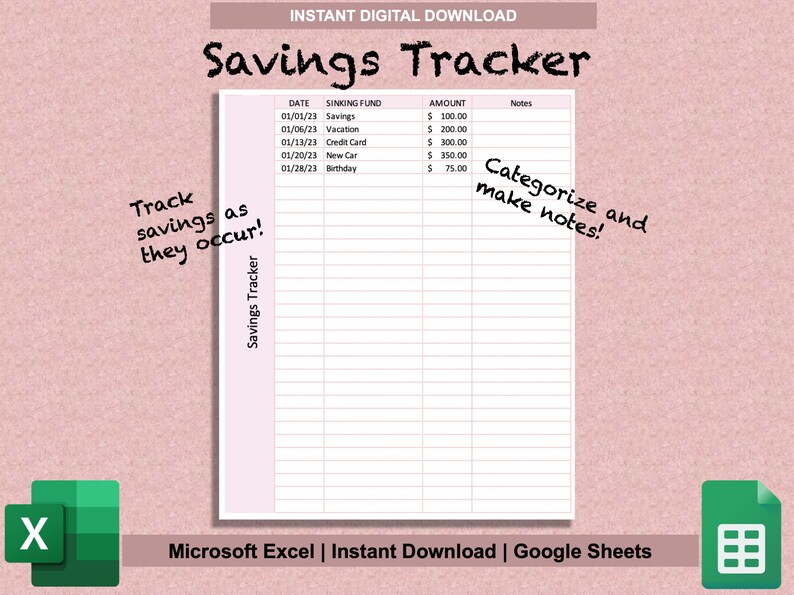 Sinking Funds Tracker Spreadsheet | Savings Tracker | Savings Template ...