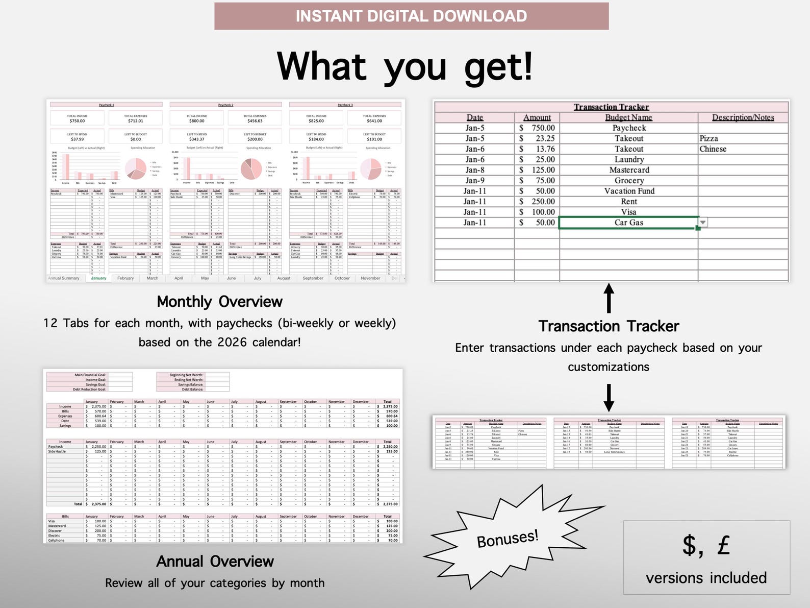 Weekly Paycheck Budget Tracker Spreadsheet | Budget by Paycheck ...
