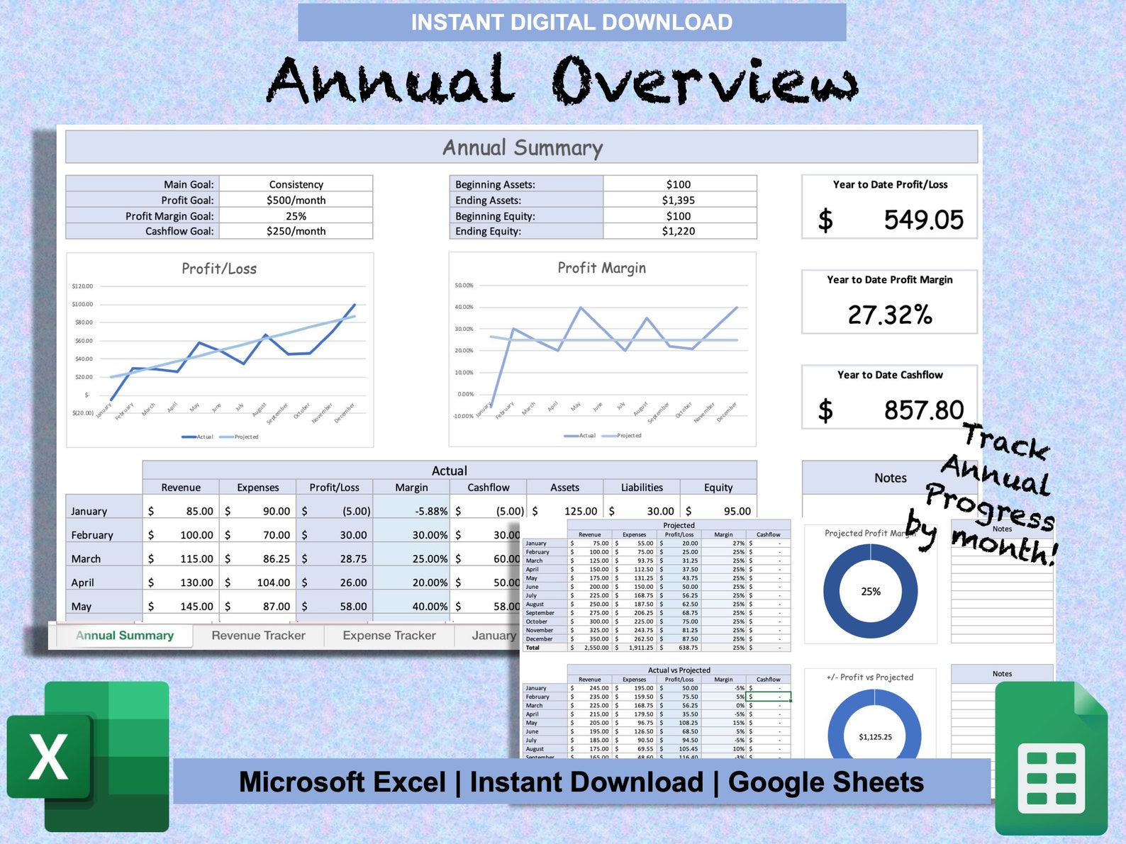 Small Business Bookkeeping Template Spreadsheet: Easy Income and ...