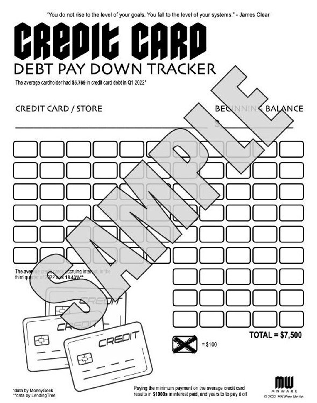 Debt Pay Down Tracker - Credit Card - Digital Download - Etsy