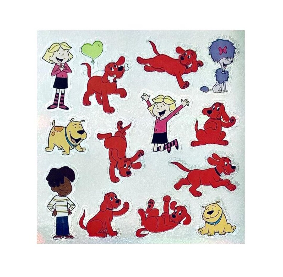 Clifford the Big Red Dog Glittery Sandylion Stickers Vintage - Etsy