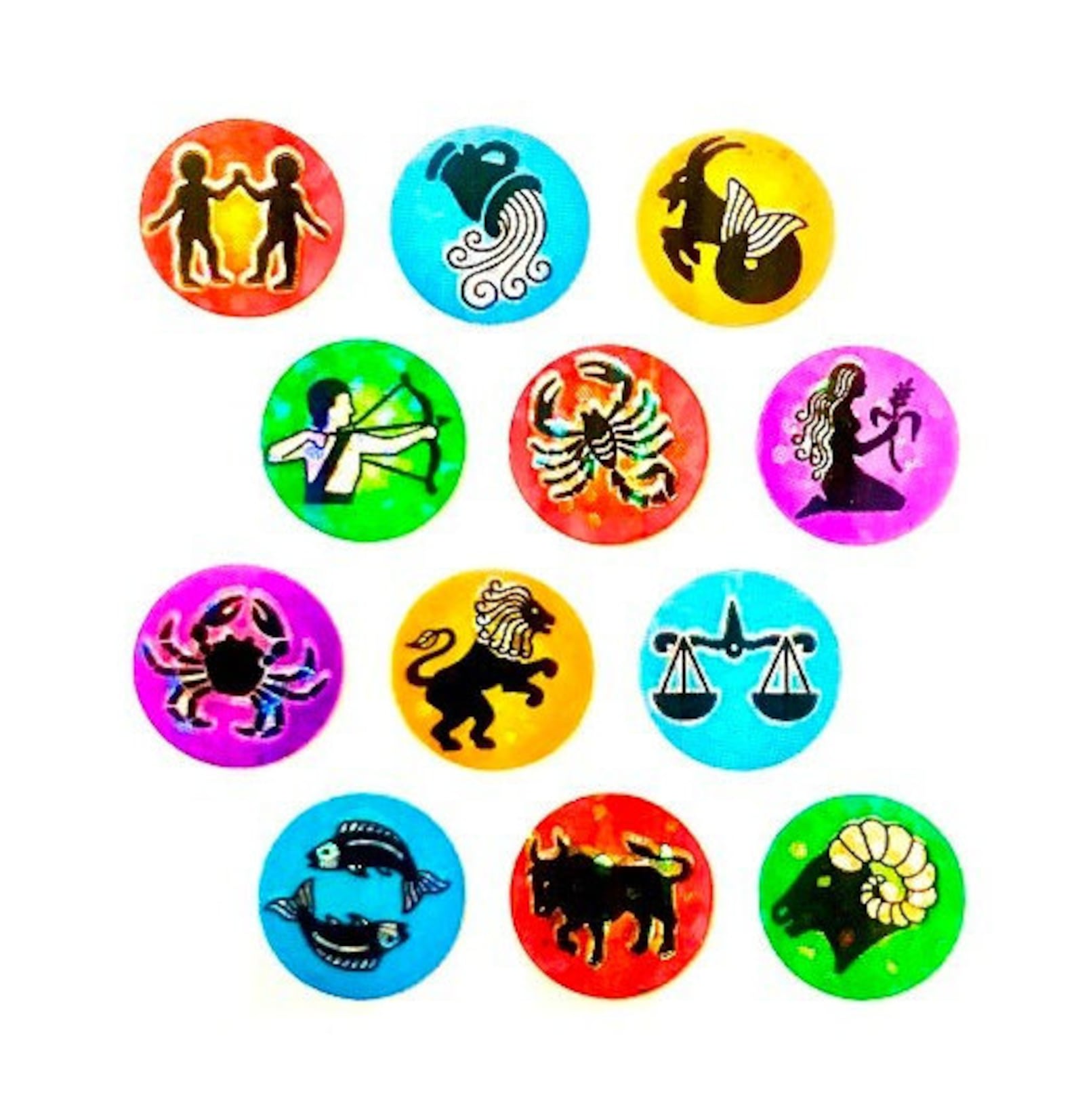 Sandylion Stickers Glittery Zodiac Signs, Birthday Vintage - Etsy