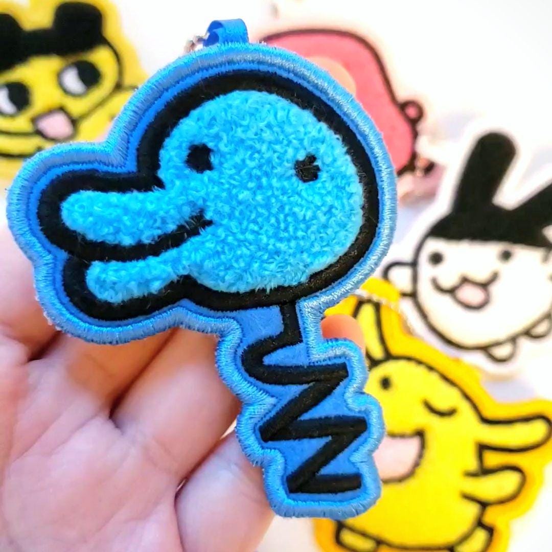 Tamagotchi | Embroidered Patch Charm | Nyorotchi Keychain With Clip | 3 ...