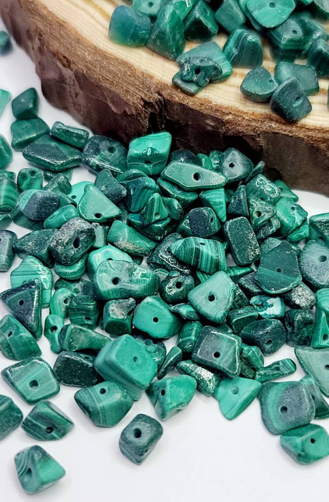 Malachite Chip Beads 3-5mm and 5-8mm - Etsy