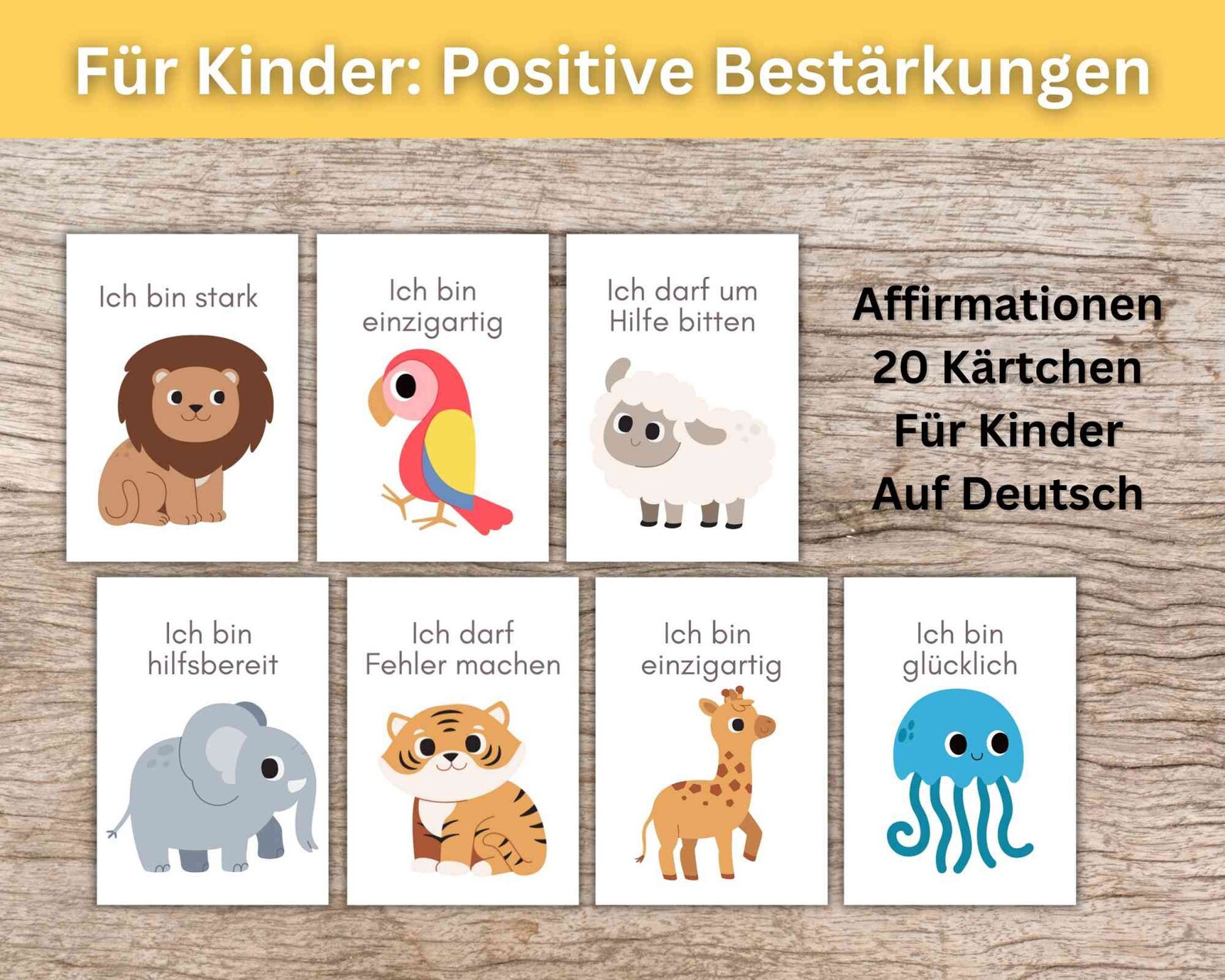 20 Affirmation Cards for Children to Print Out in German, Encouragement ...