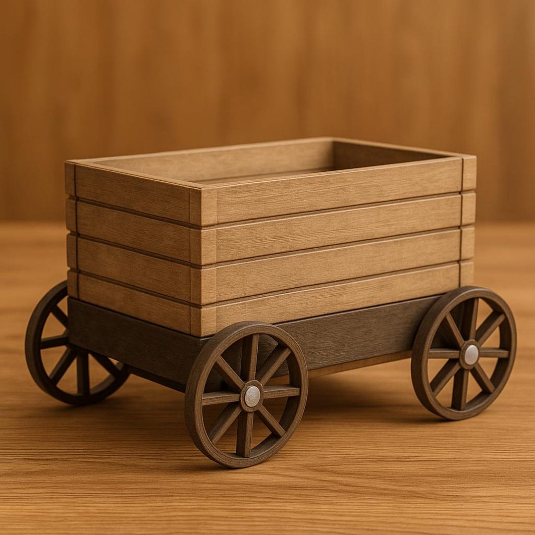 Rustic Wagon Planter STL | Mini Wheelbarrow 3D Print File | Small Plant ...