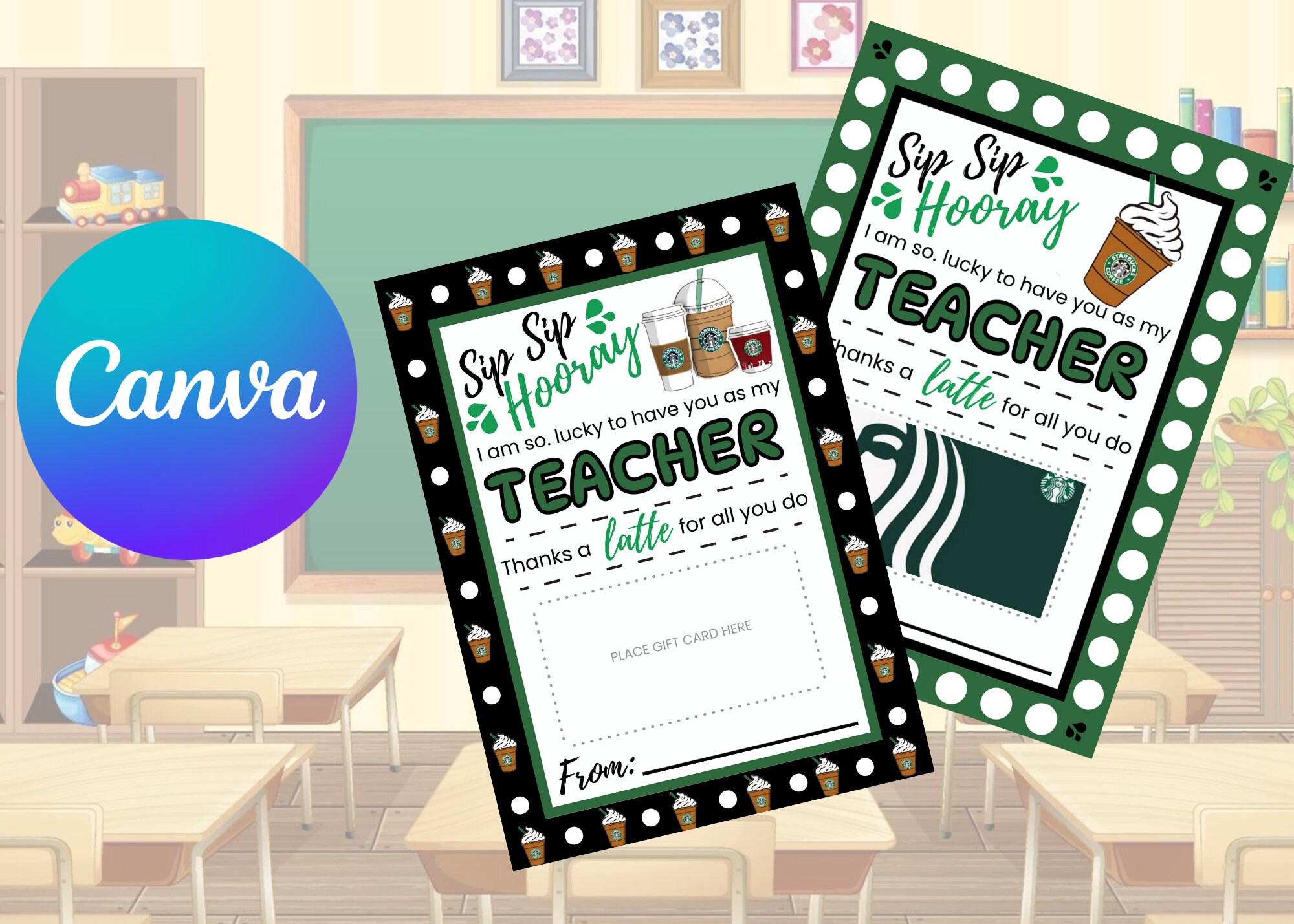 Teacher STARBUCKS Gift Card Holder - 5x7 DIGITAL FILE - Thank You ...