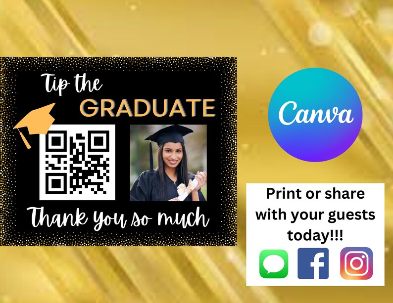 Gift for Graduates - Graduation Party Sign- QR Code Digital Sign With ...
