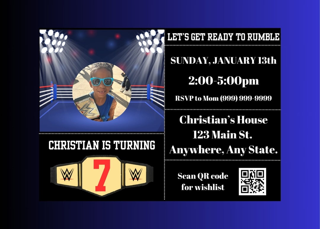 WWE Smackdown Birthday Invite -thank You Card Included - Personalized ...