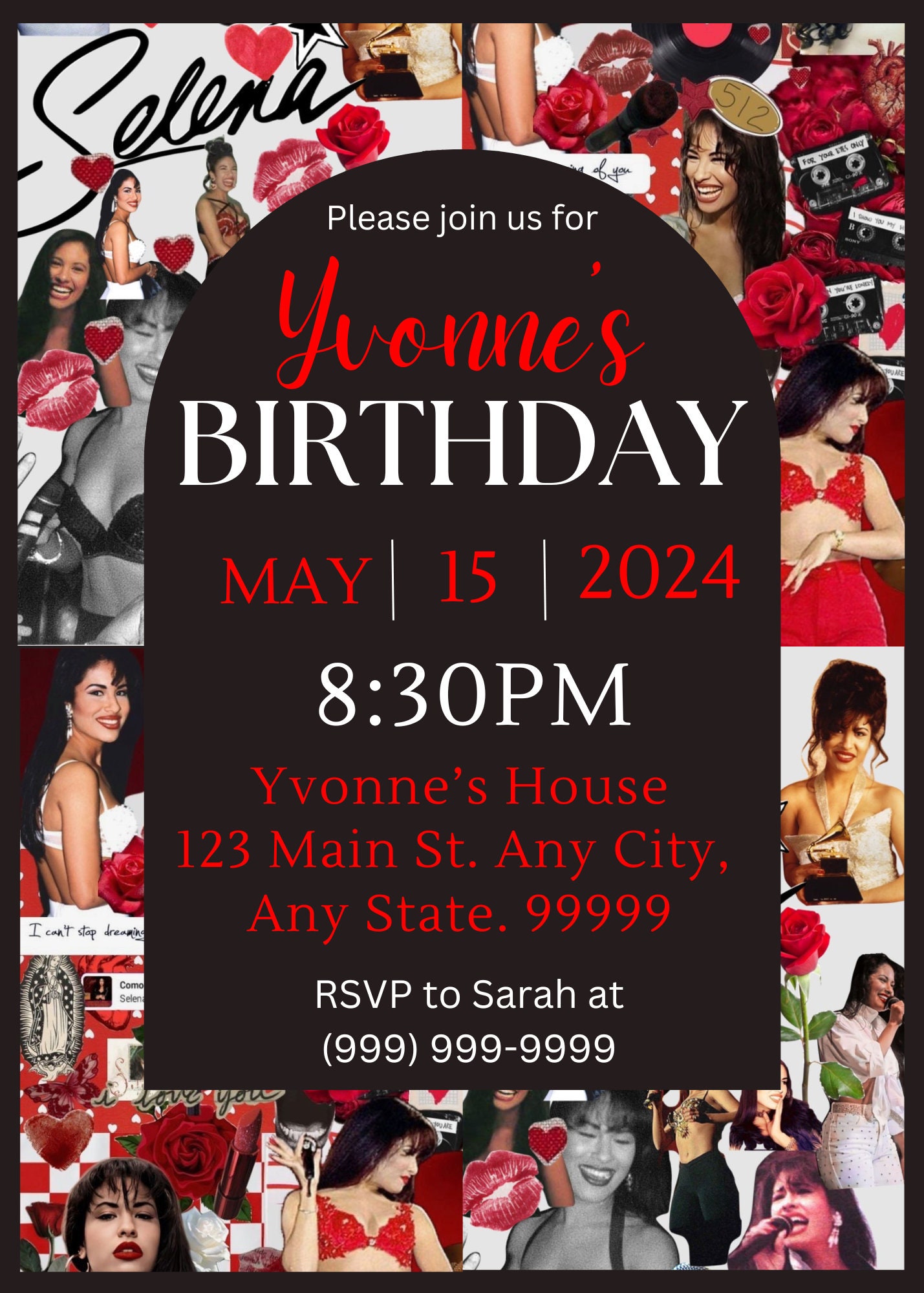 Personalized Selena Birthday Invitation, Printable Selena Template ...