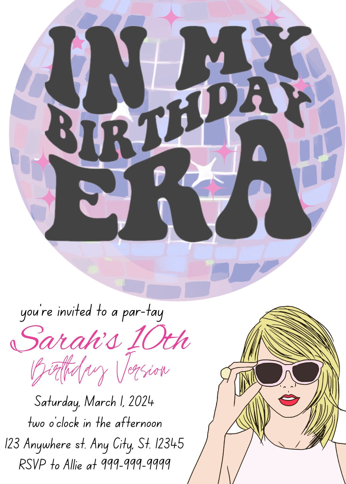 Animated Digital Birthday Invitation- Taylor Swift Party Invite-eras ...