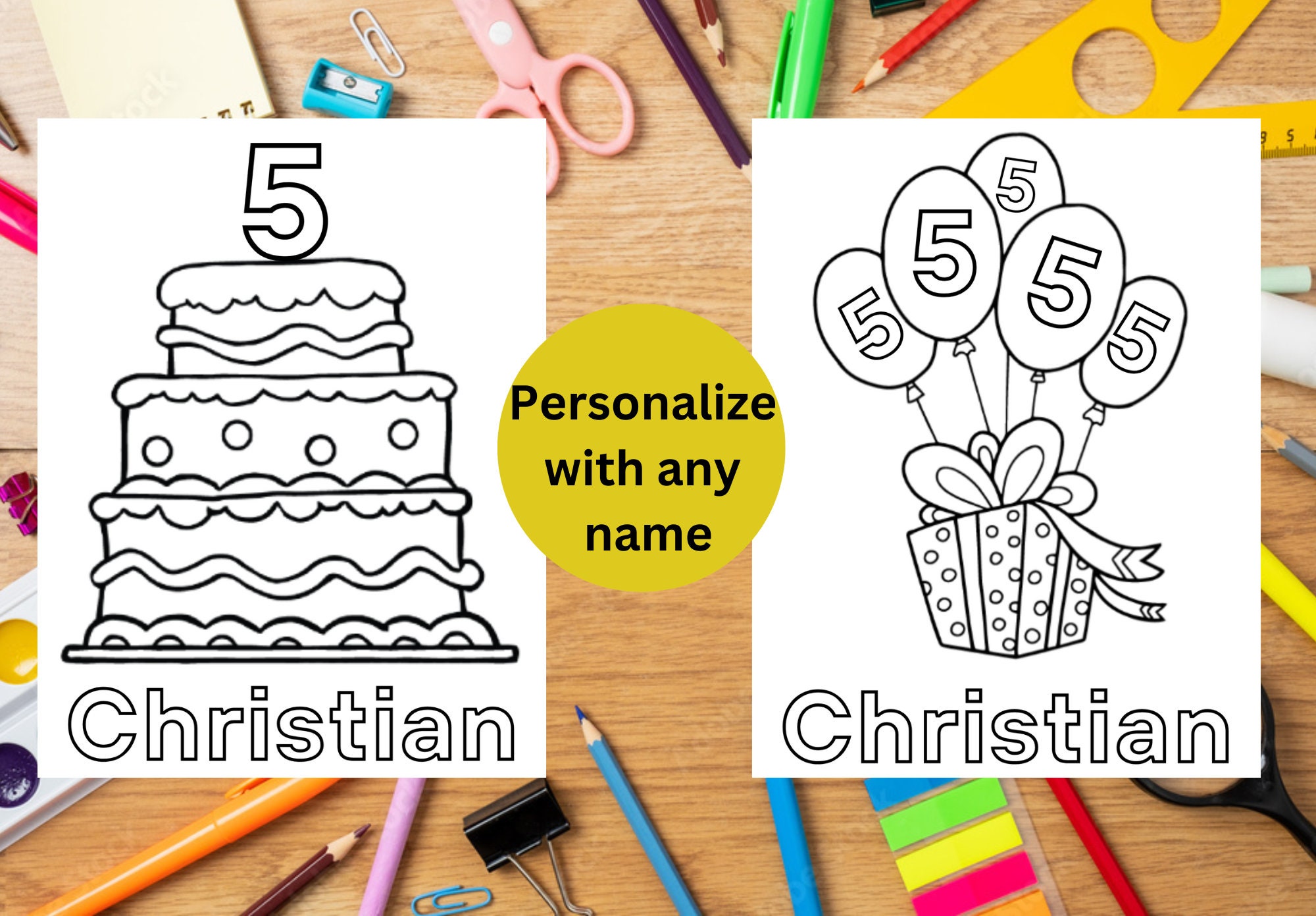 Customizable Birthday Coloring Pages for Kids Personalized Kids ...