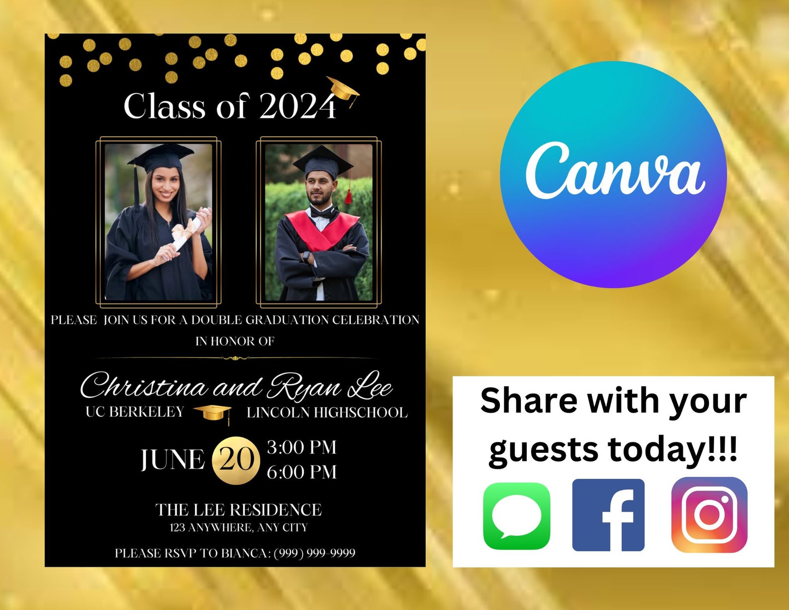 Editable 2024 Graduation Party Invitation - Personalized Invite for ...
