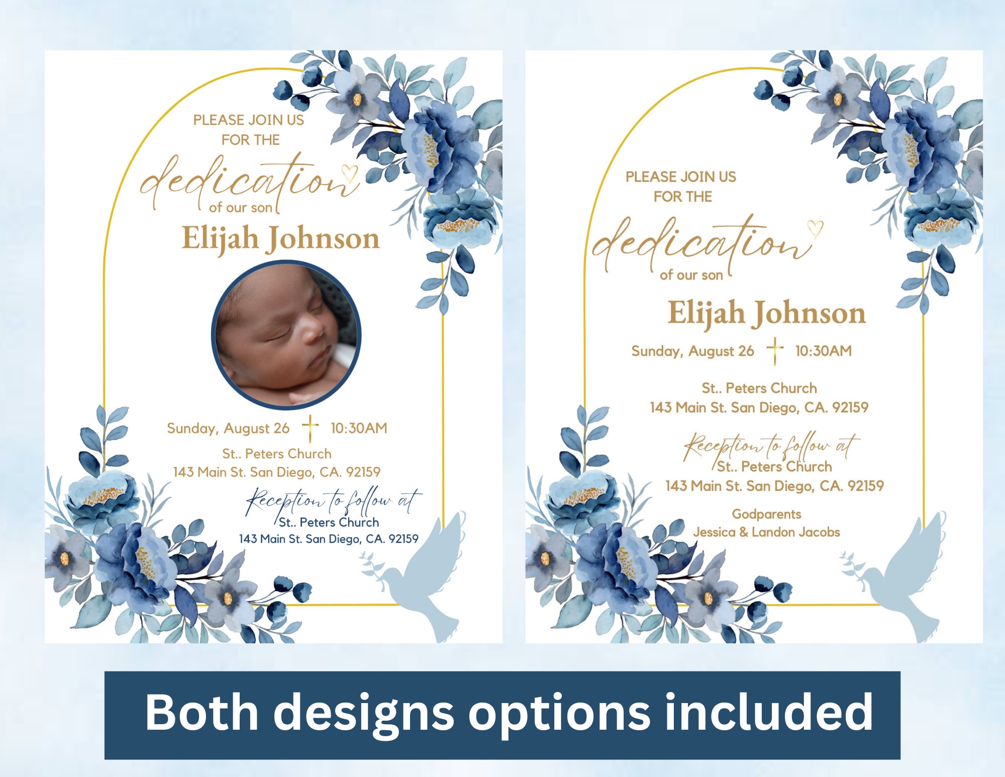 Baby Boy Dedication Digital Invitation - Photo Upload Option - Birth ...
