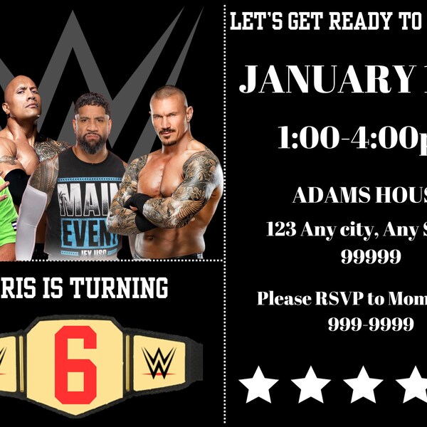Wwe Birthday Invitations - Etsy