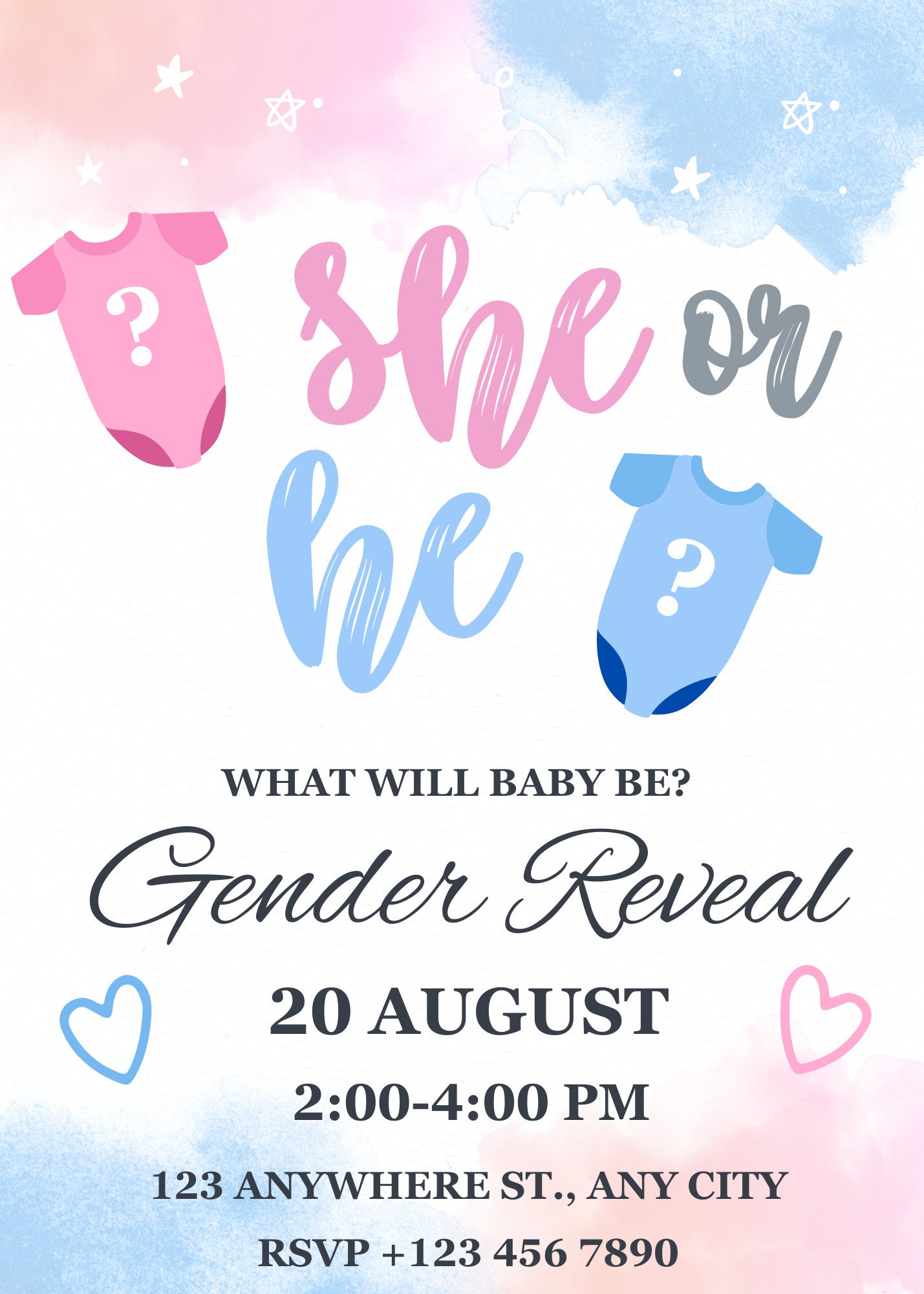 Custom Gender Reveal Digital Invitation for Baby Boy or Girl ...