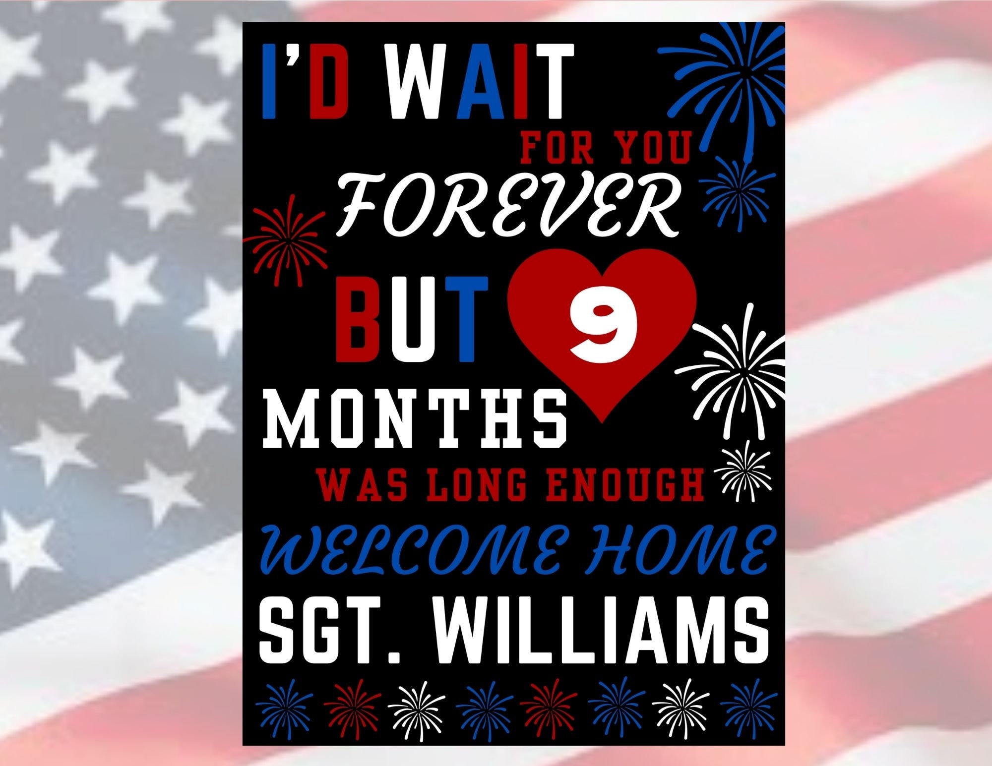 Personalized Military Homecoming Sign - Instant Download - Patriotic ...
