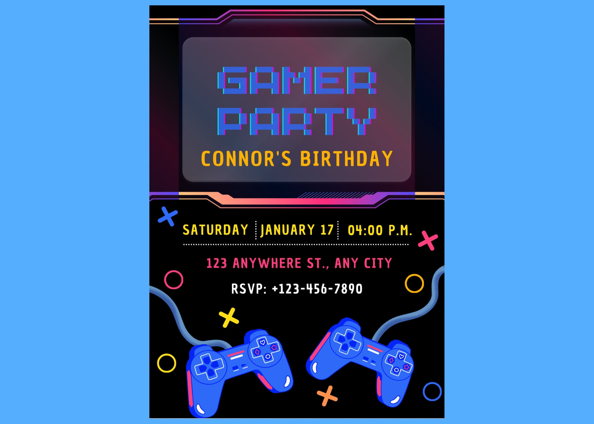 Personalized Video Game Theme Digital Invitation, Level up Birthday ...
