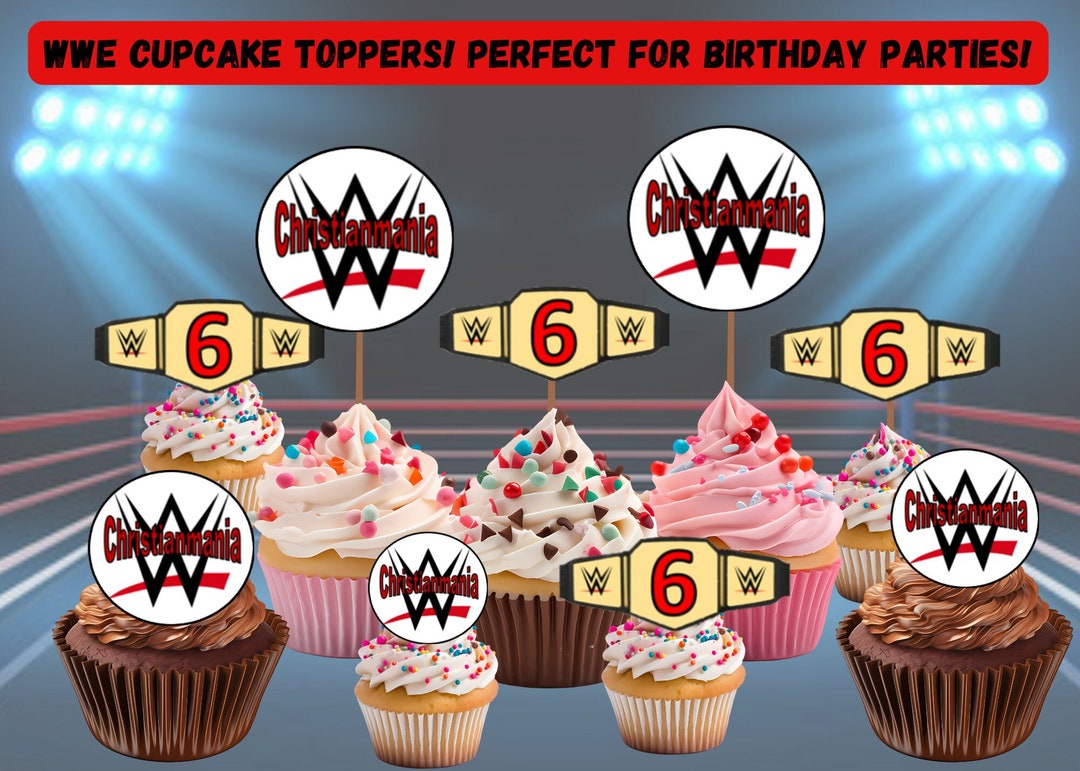 WWE Birthday Cupcake Toppers Printable Wrestling Party Decorations ...