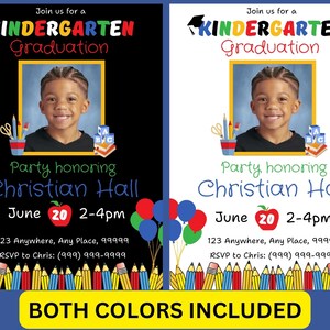 Editable Kindergarten Graduation Invitation - Grad Party Digital Invite ...