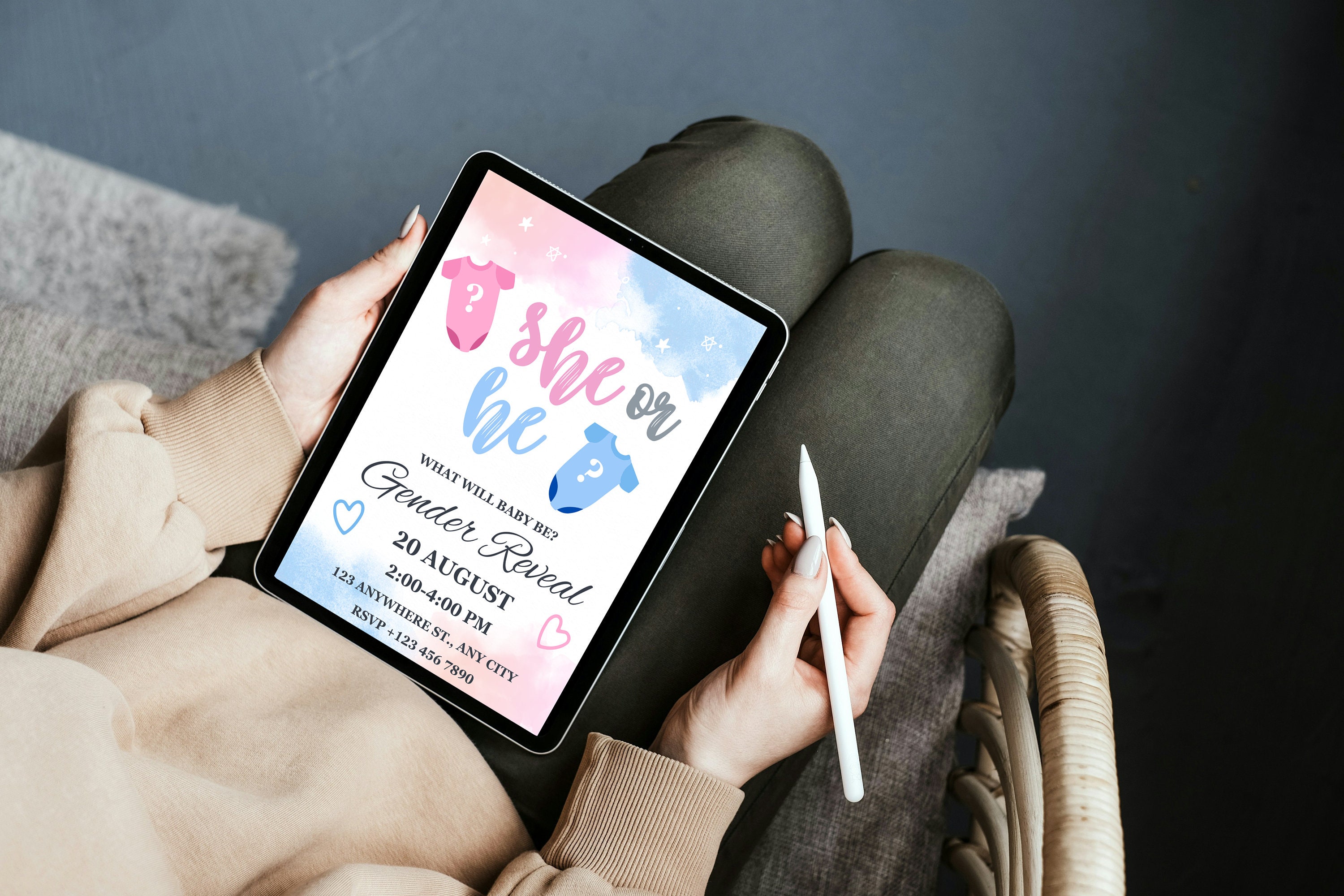 Custom Gender Reveal Digital Invitation for Baby Boy or Girl ...