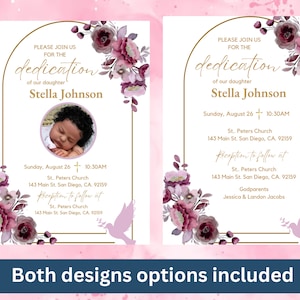Baby Girl Dedication Digital Invitation - Photo Upload Option - Birth ...