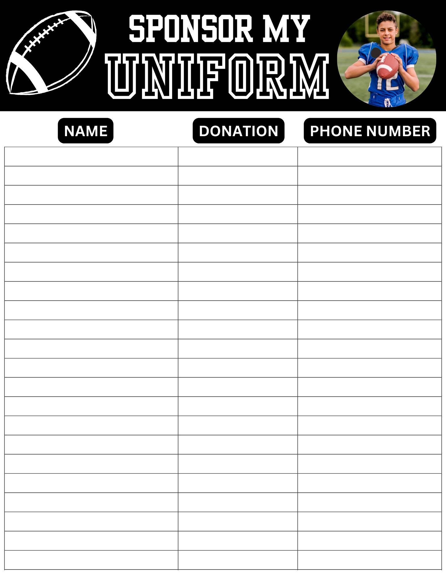 Personalized Football Fundraiser Template-football Sponsor My Uniform ...