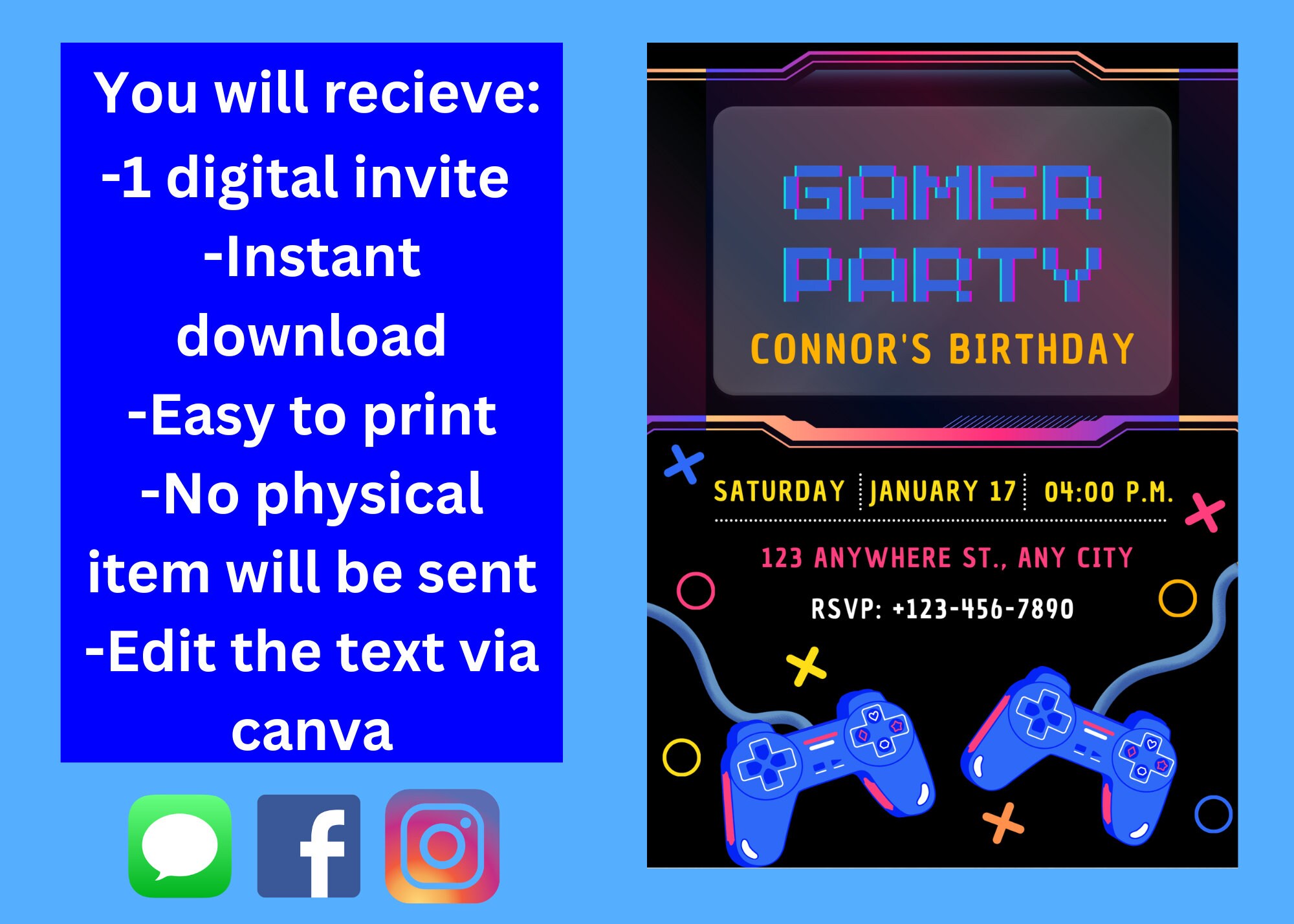 Personalized Video Game Theme Digital Invitation, Level up Birthday ...
