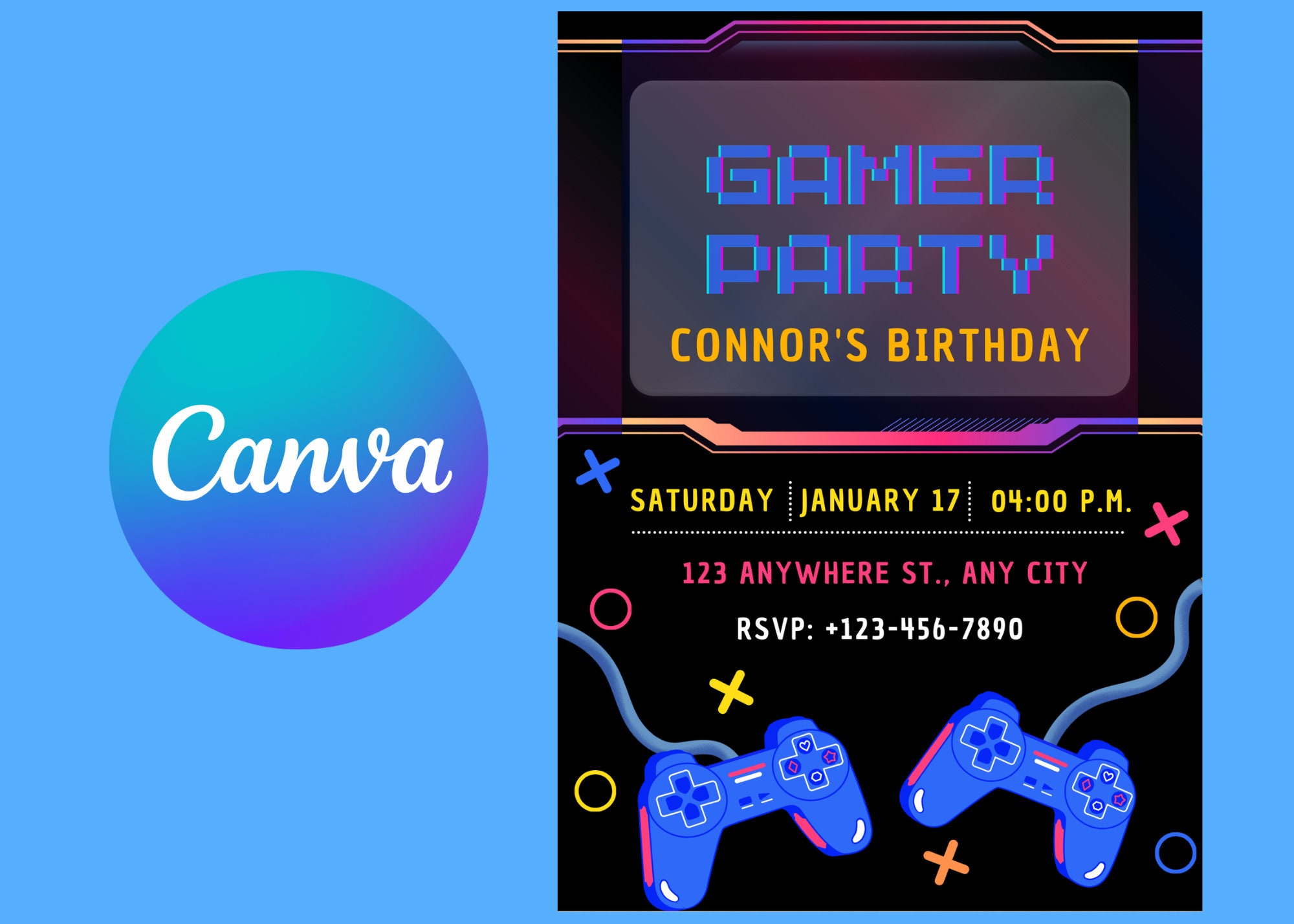Personalized Video Game Theme Digital Invitation, Level up Birthday ...