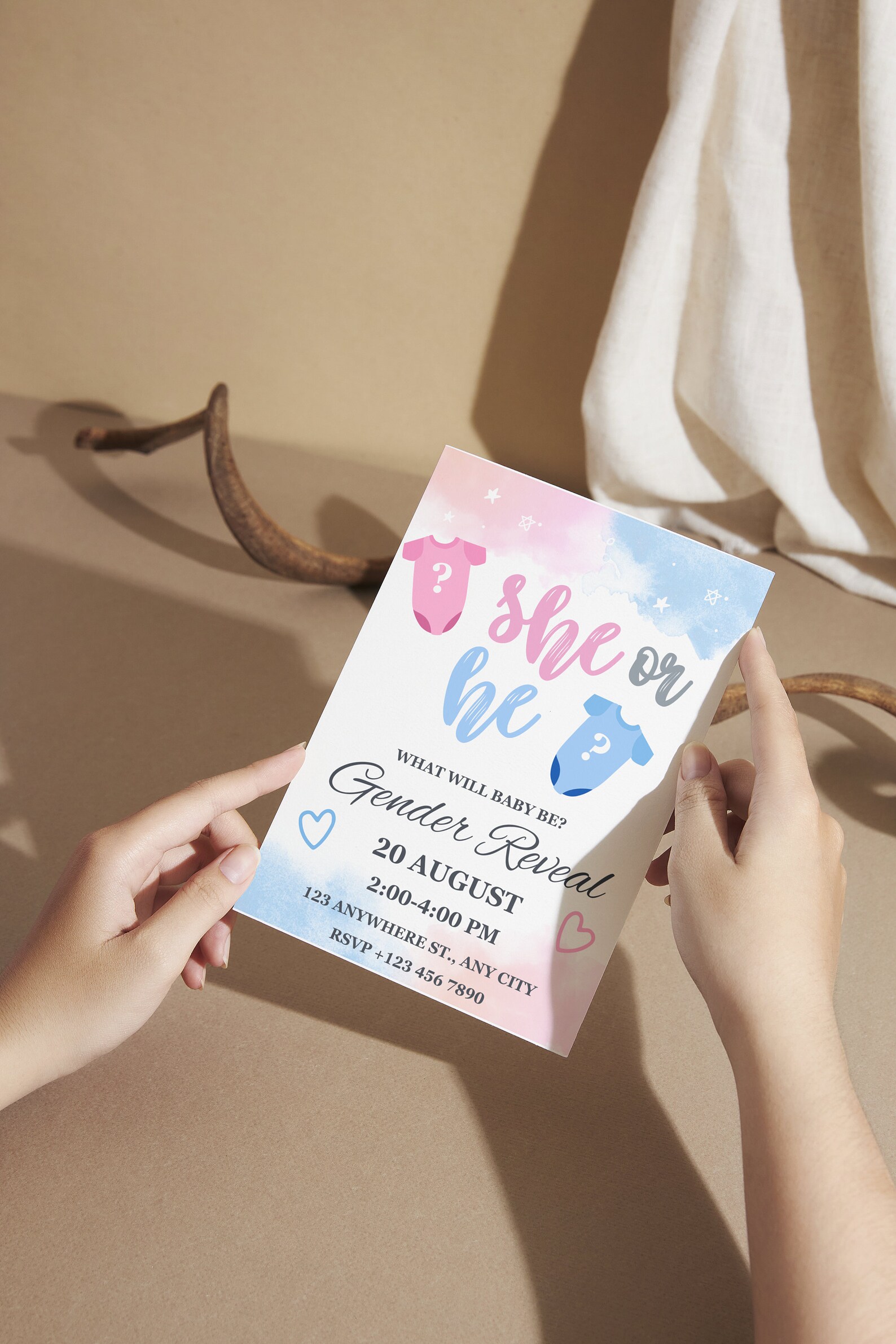 Custom Gender Reveal Digital Invitation for Baby Boy or Girl ...