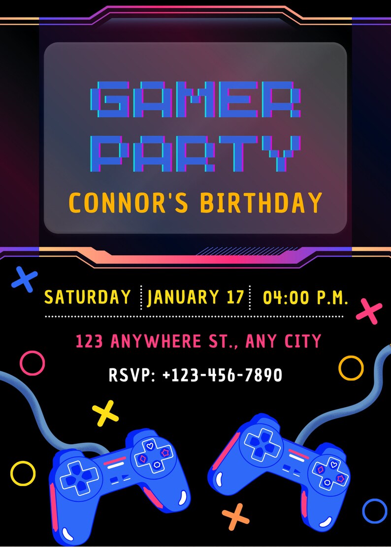 Personalized Video Game Theme Digital Invitation, Level up Birthday ...
