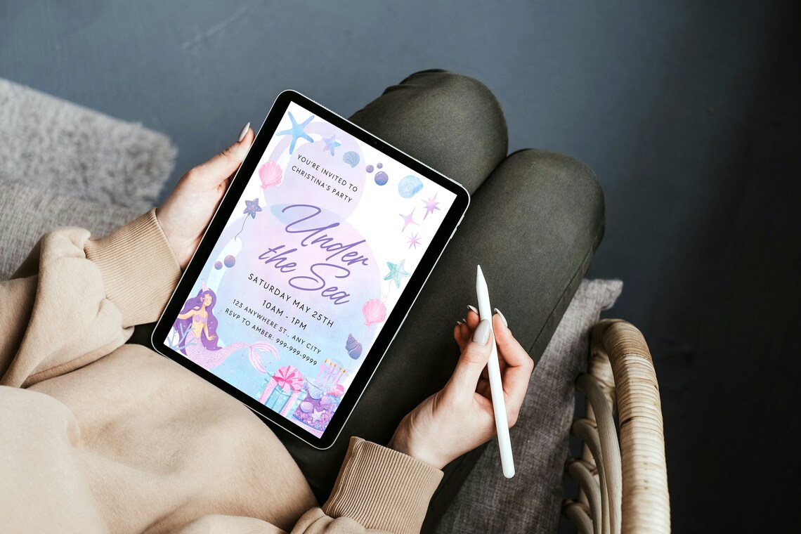 Custom Mermaid Theme Birthday Party Digital Invitation - Under the Sea ...