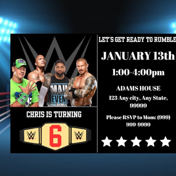 Wwe Invitation - Etsy