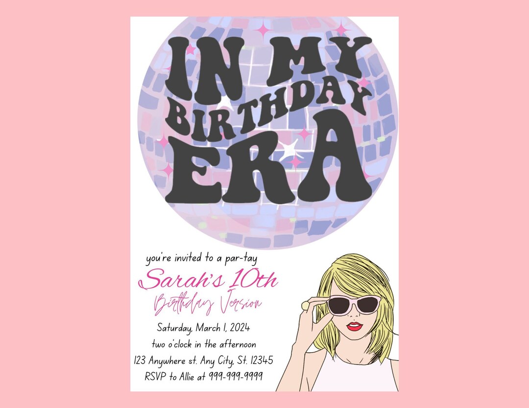 Animated Digital Birthday Invitation- Taylor Swift Party Invite-eras ...
