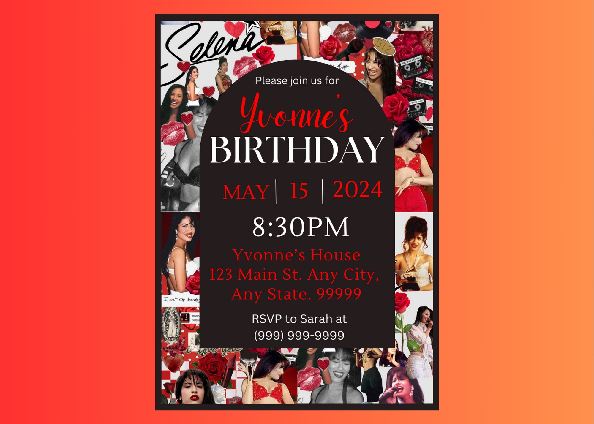 Personalized Selena Birthday Invitation, Printable Selena Template ...