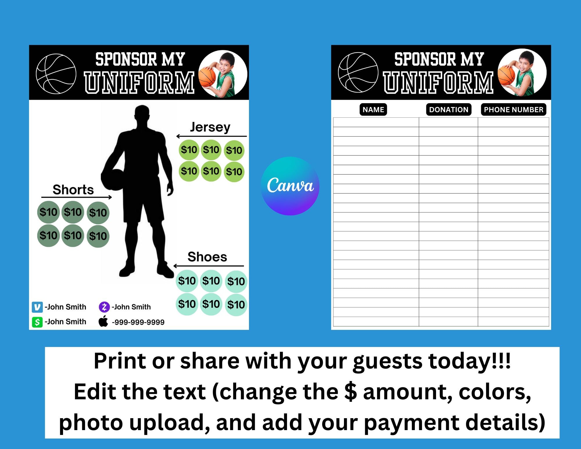 Personalized Basketball Fundraiser Template-basketball Sponsor My ...