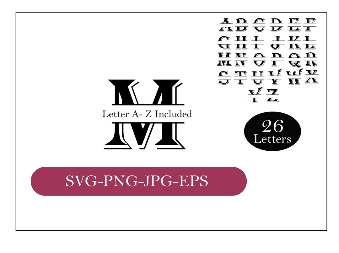 Split Monogram Svg Split Letter Svg. Alphabet Svg Files for - Etsy
