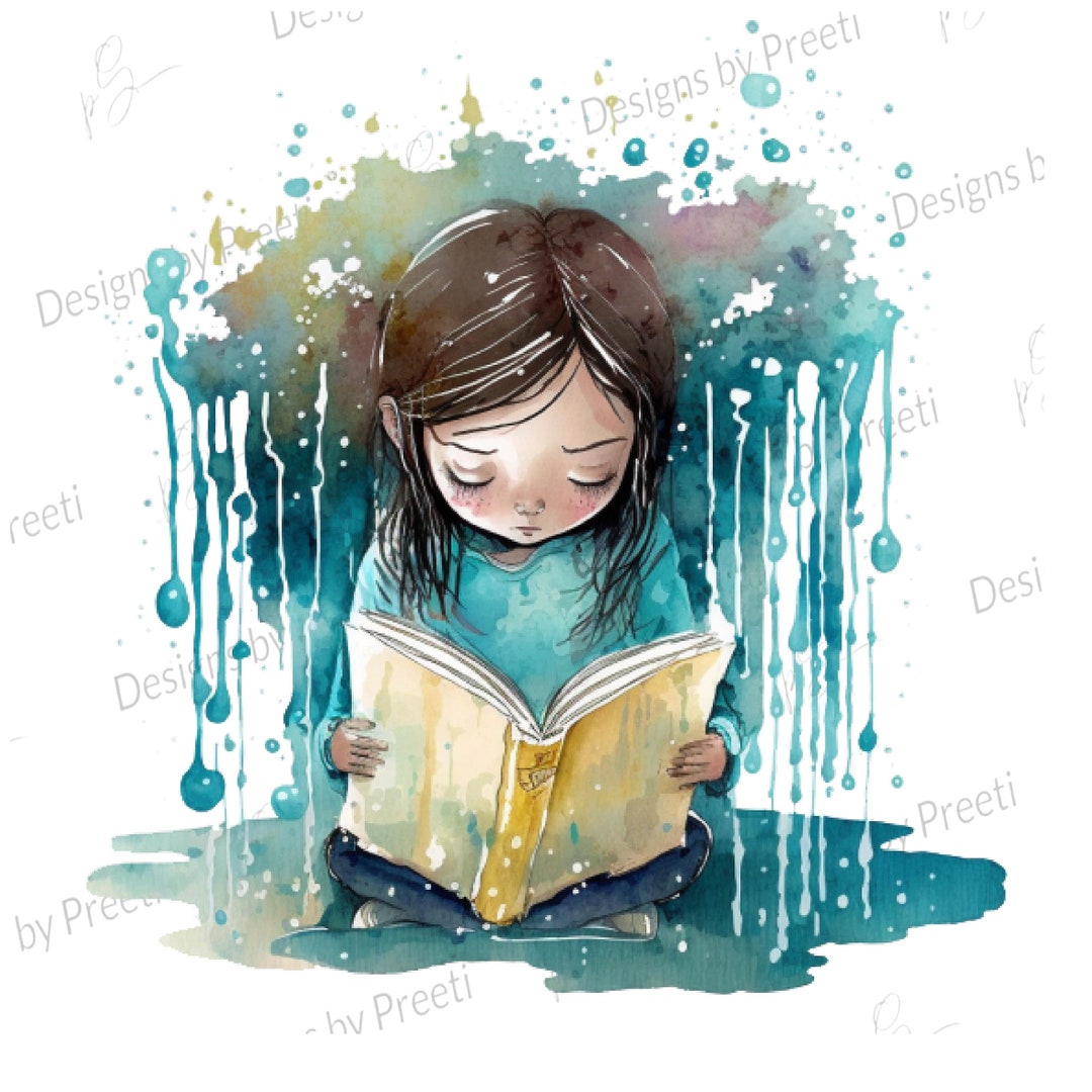 Reading Girl Clipart, Student Girl Clipart, COMMERCIAL USE, Girl ...