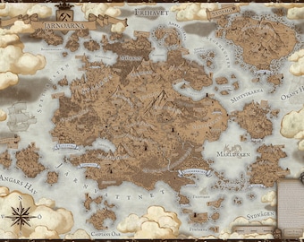Custom Fantasy World Game Map Personalized RPG World-building High ...