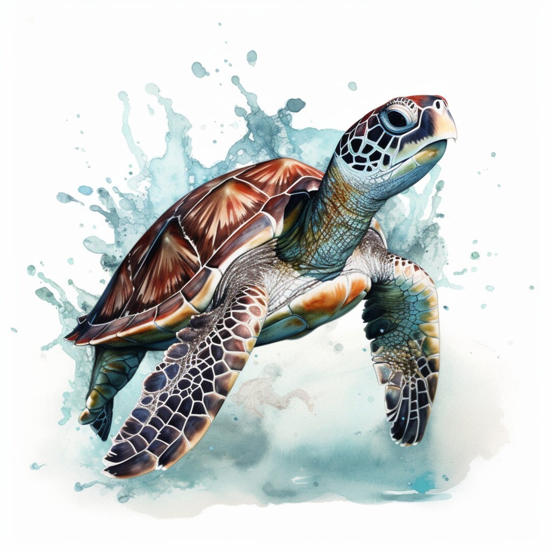 Sea Turtle Watercolor 6 Clipart, Cute Baby Shower Graphics, Nursery ...