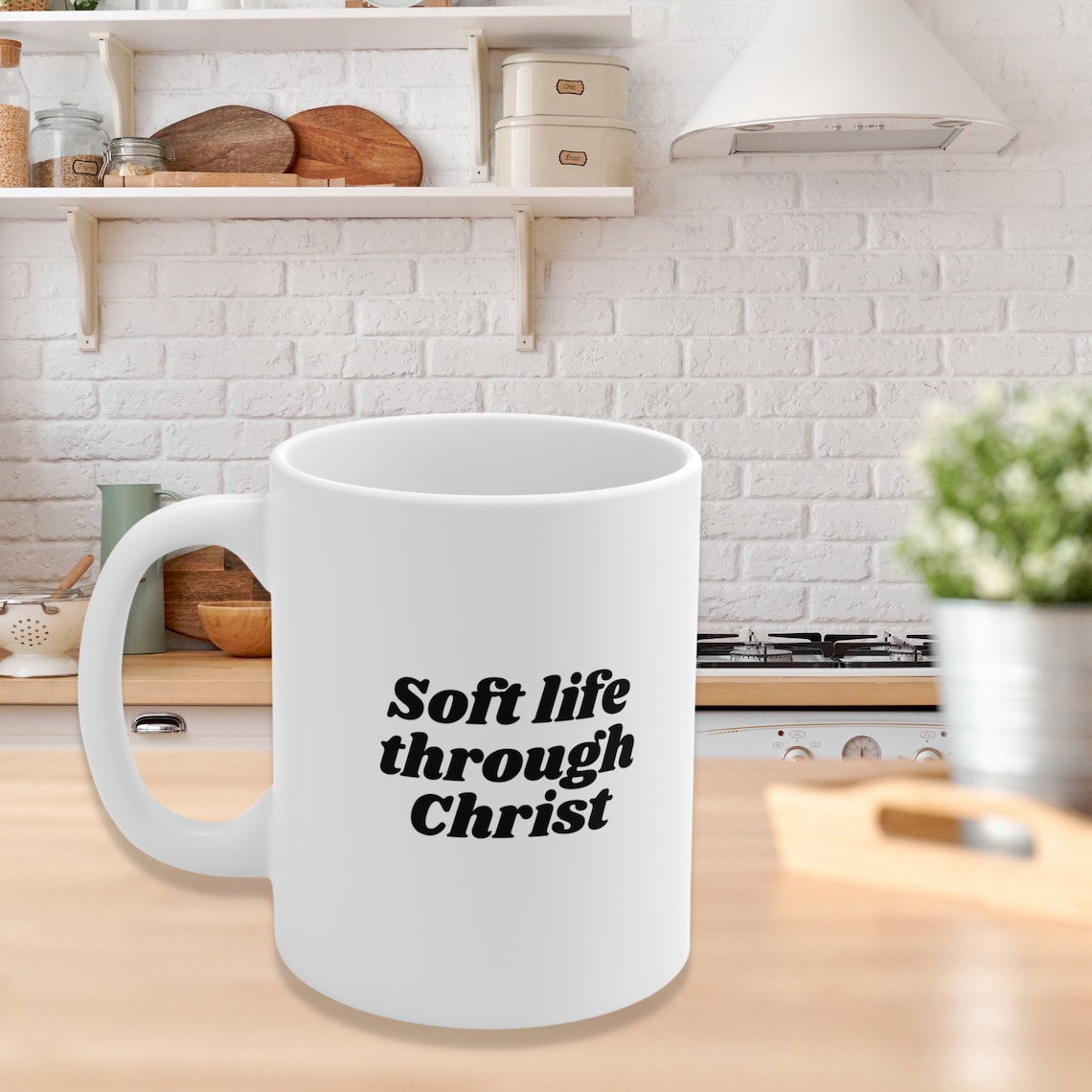 Soft Life Through Christ Christian Mug, Christian Gift for Coffee ...