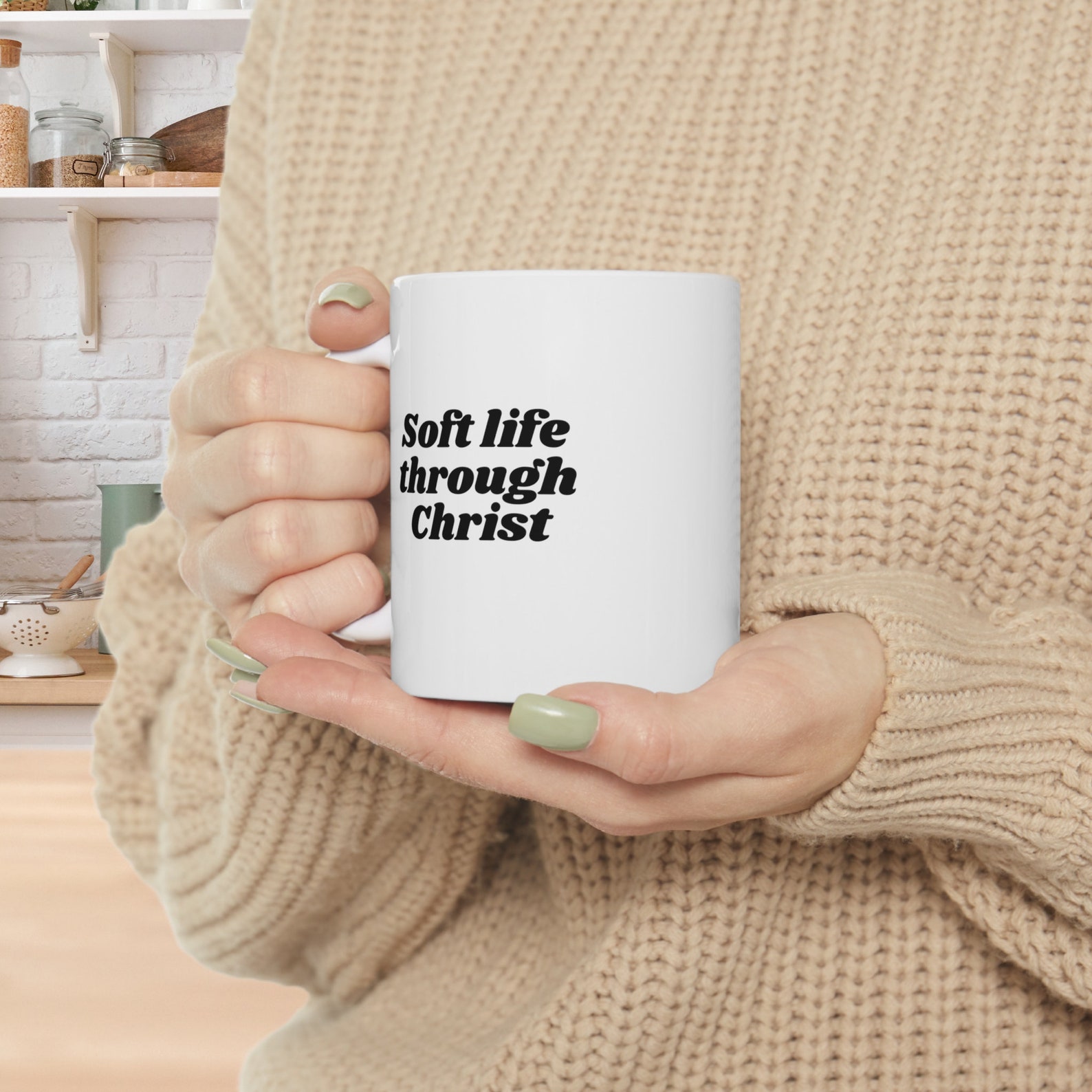 Soft Life Through Christ Christian Mug, Christian Gift for Coffee ...