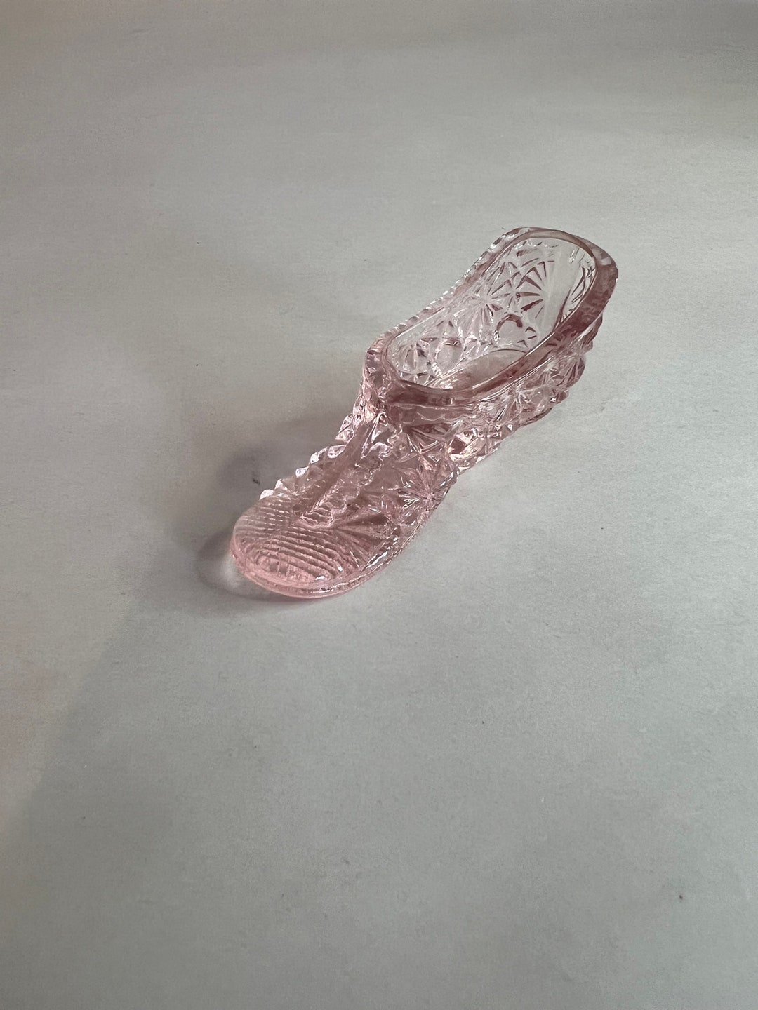 Vintage Westmoreland Art Glass Mini Shoe Pink Daisy and Button Pattern ...