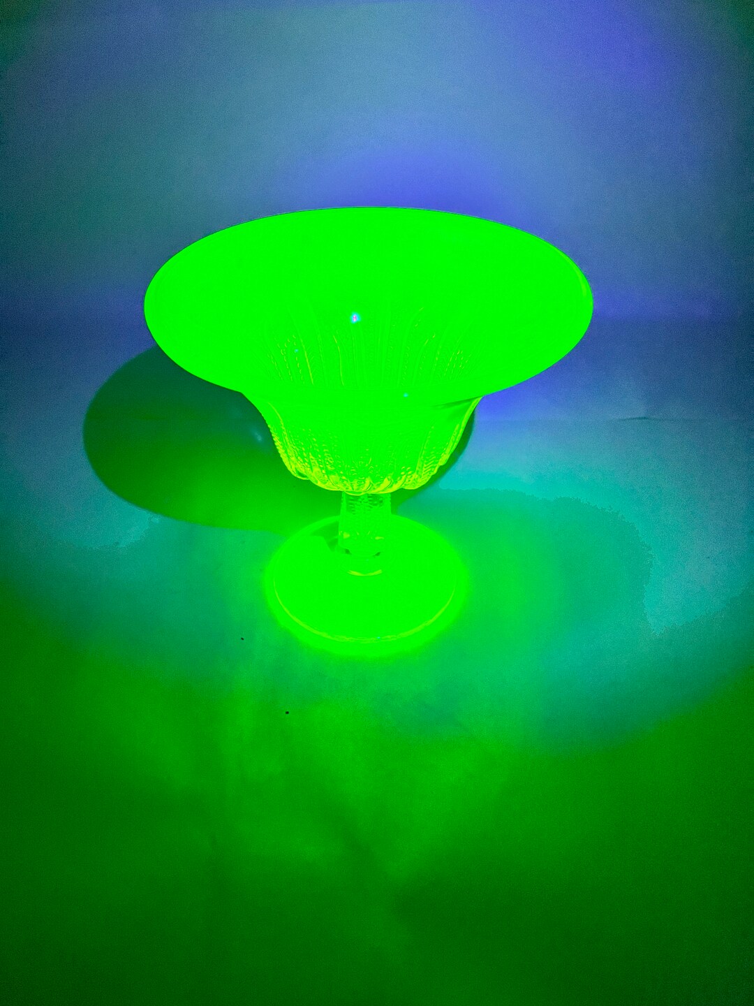 Fenton Cactus Topaz Vaseline Opalescent Open Compote - Etsy