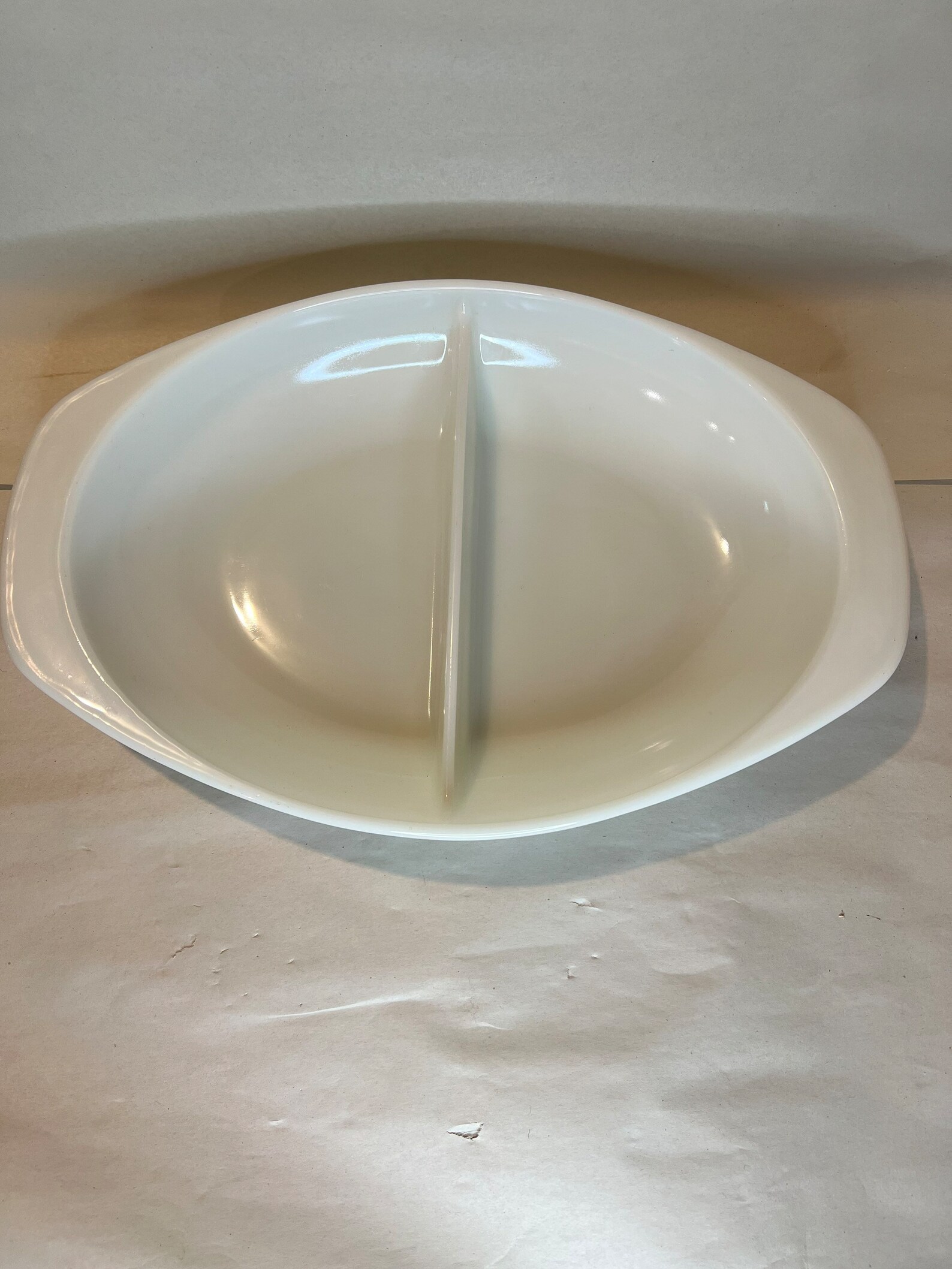 Vintage White Pyrex Glass Divided Serving Casserole Dish Bowl 1.5 Quart ...