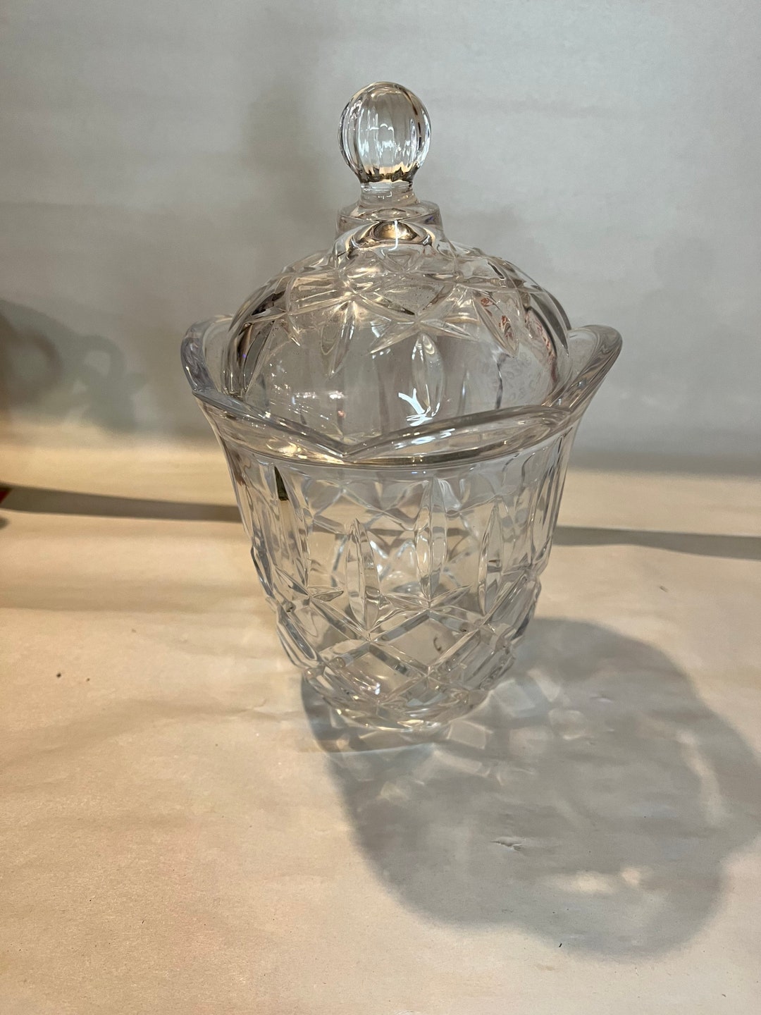Vintage Crystal Biscuit Cookie Jar Container - Etsy