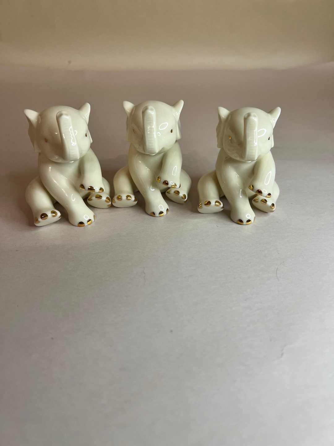 Vintage Lenox Sitting Elephants Set of 3 - Etsy